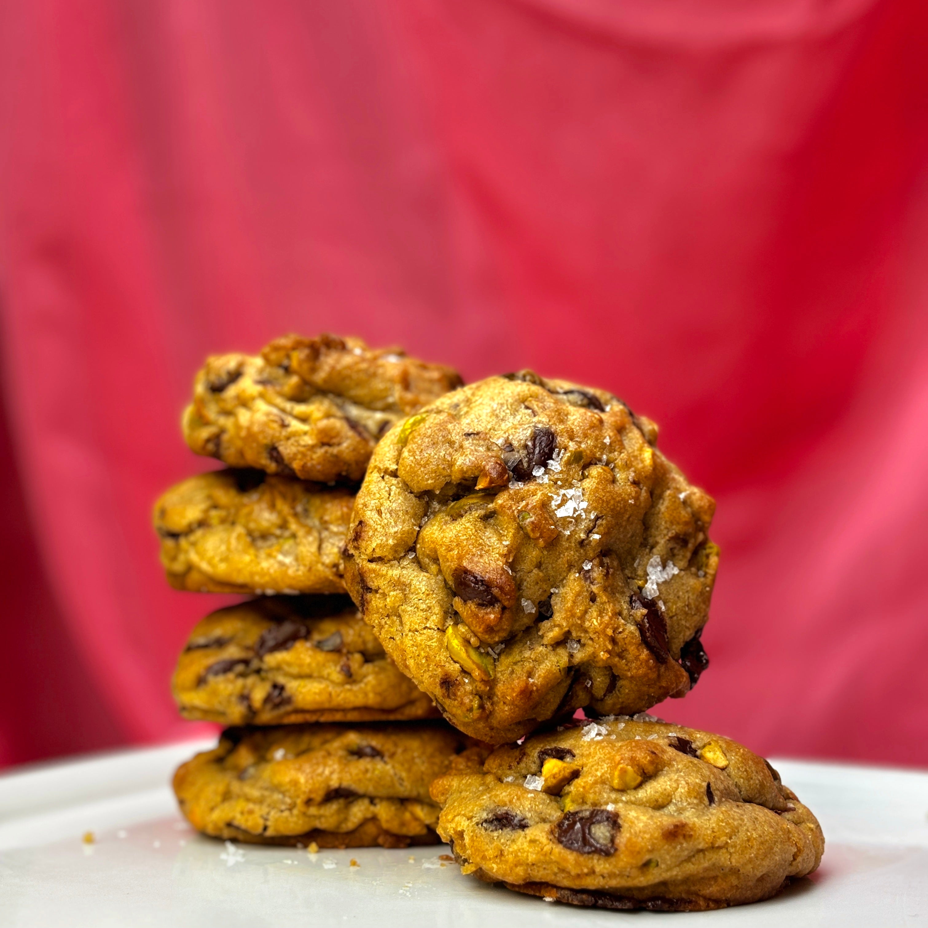 Salted Chocolate Pistachio Cookies – Pink Bakery by Ange